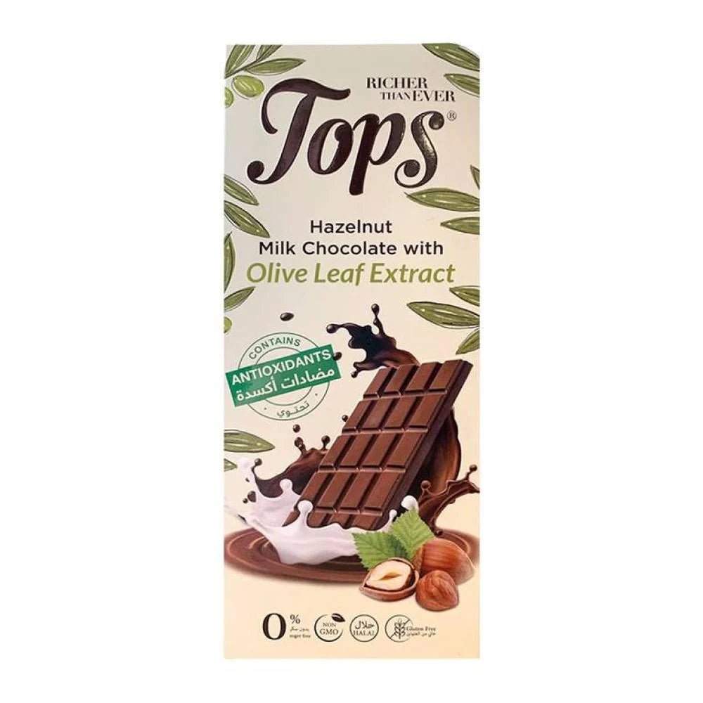 Tops Chocolate Bar Milk with Hazelnut Sugar Free with Antioxidant Pack ...